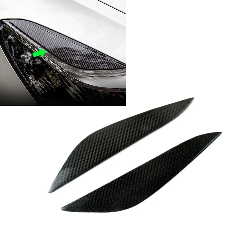 Car Front Headlight Lamp Eyebrows Eyelids Moulding Cover Trims Carbon ...