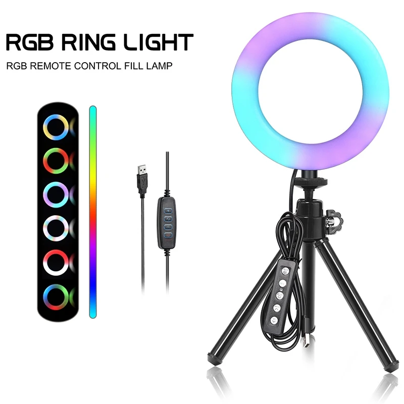 16cm-6-inch-RGB-Selfie-Ring-LED-Light-with-Stand-Tripod-Photography ...