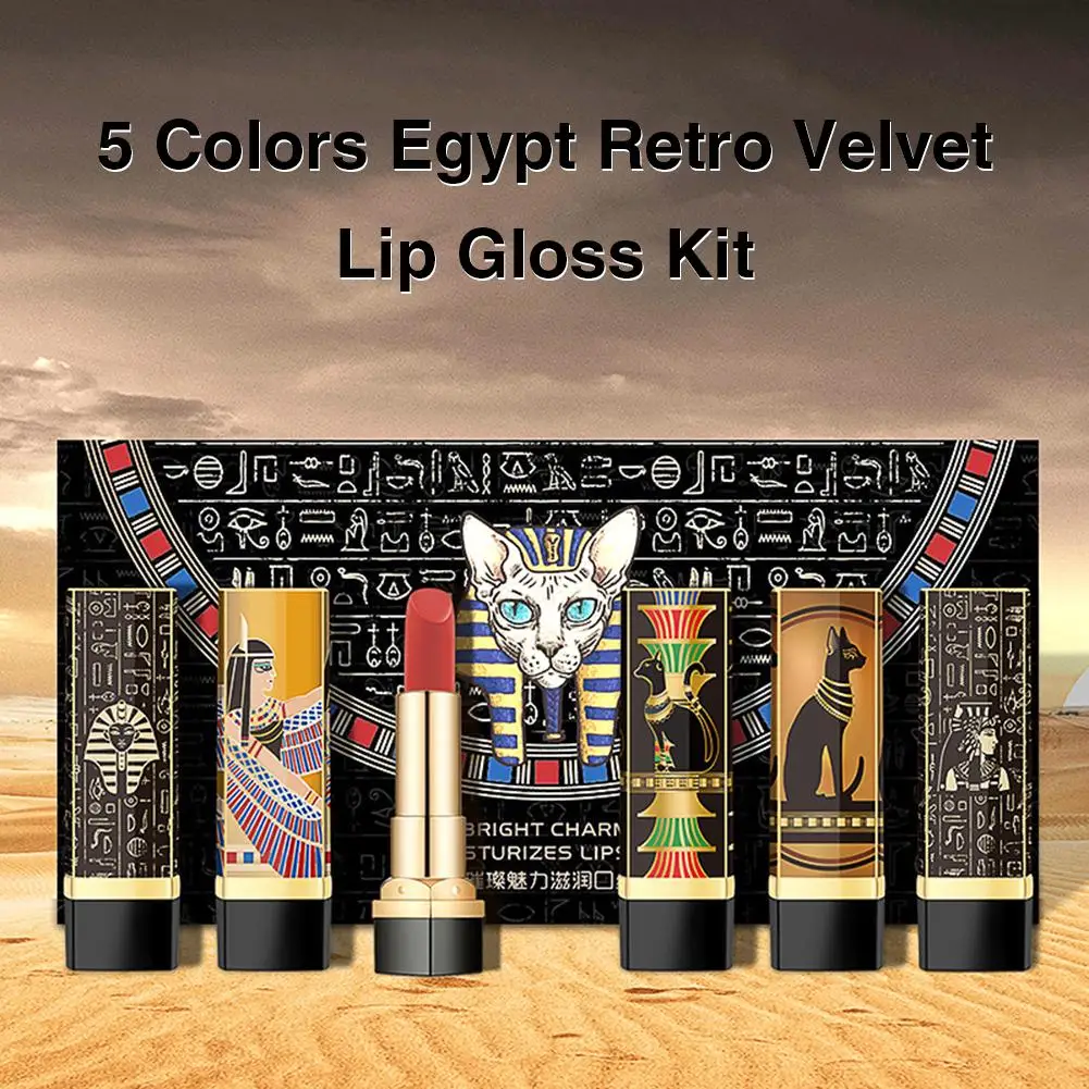 Matte Lipstick Set 5 ColorsVelvet Lip Gloss Kit Cleopatra Lipstick Kit ...
