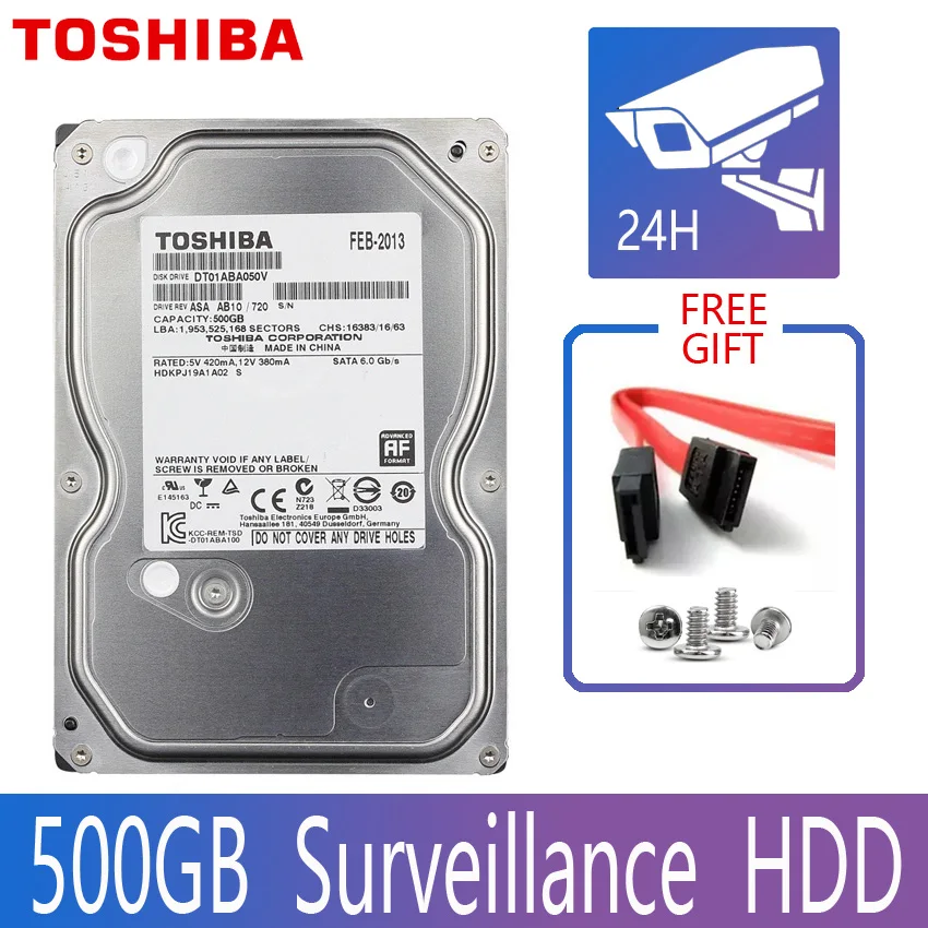 TOSHIBA 500GB Video Surveillance Hard Drive Disk DVR NVR CCTV Monitor HDD HD Internal SATA III ...