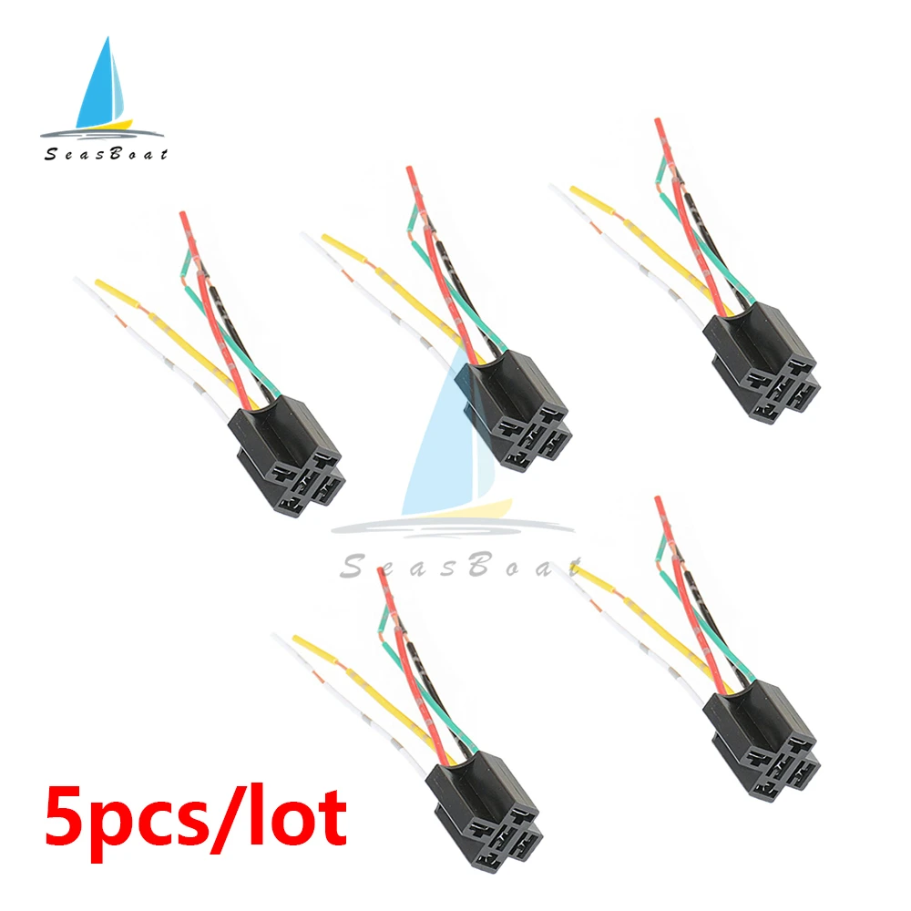 5-Pcs-5-Pin-Automotive-Relay-Socket-Harness-Connector-Plug-Bakelite ...