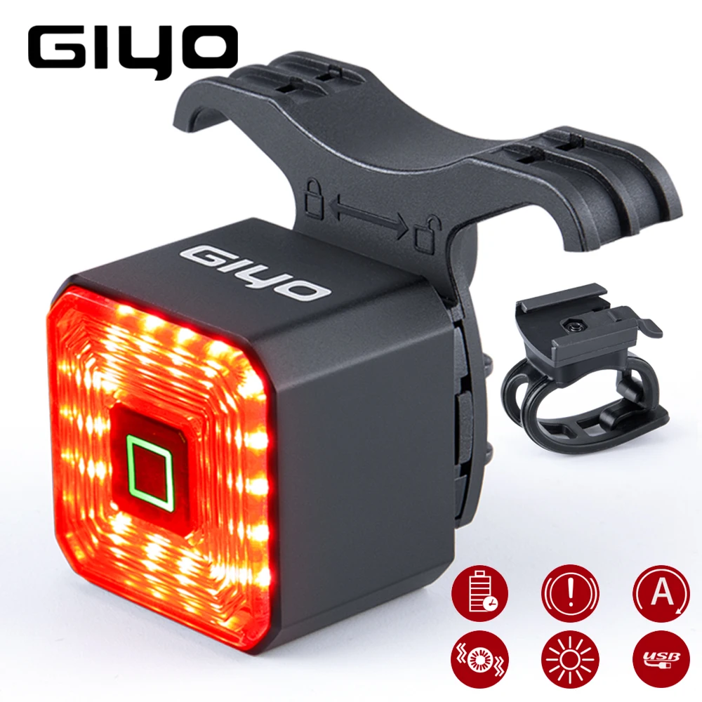 GIYO Smart Bicycle Light Rear Taillight Bike Accessories Auto On/Off ...