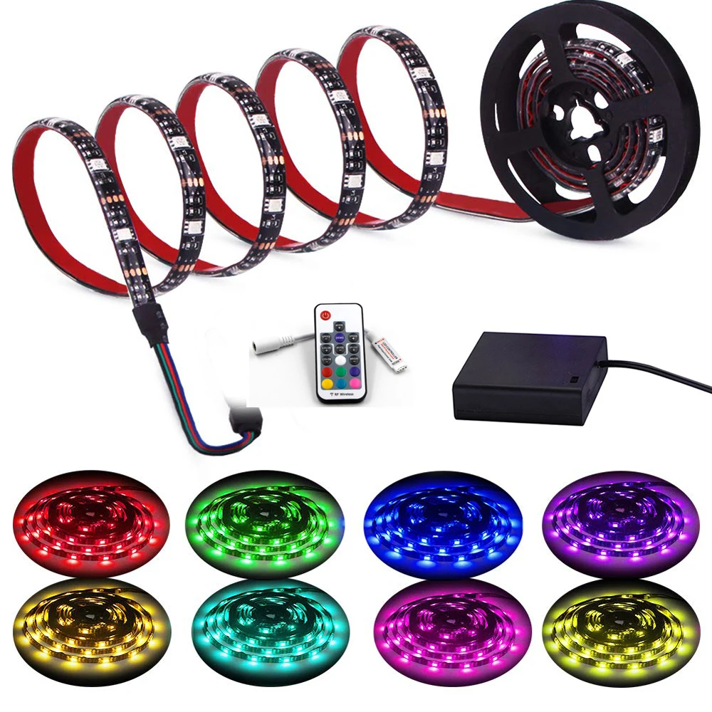 Battery LED Strip Light RGB 5V SMD 5050 Waterproof Tira LED IR RF ...
