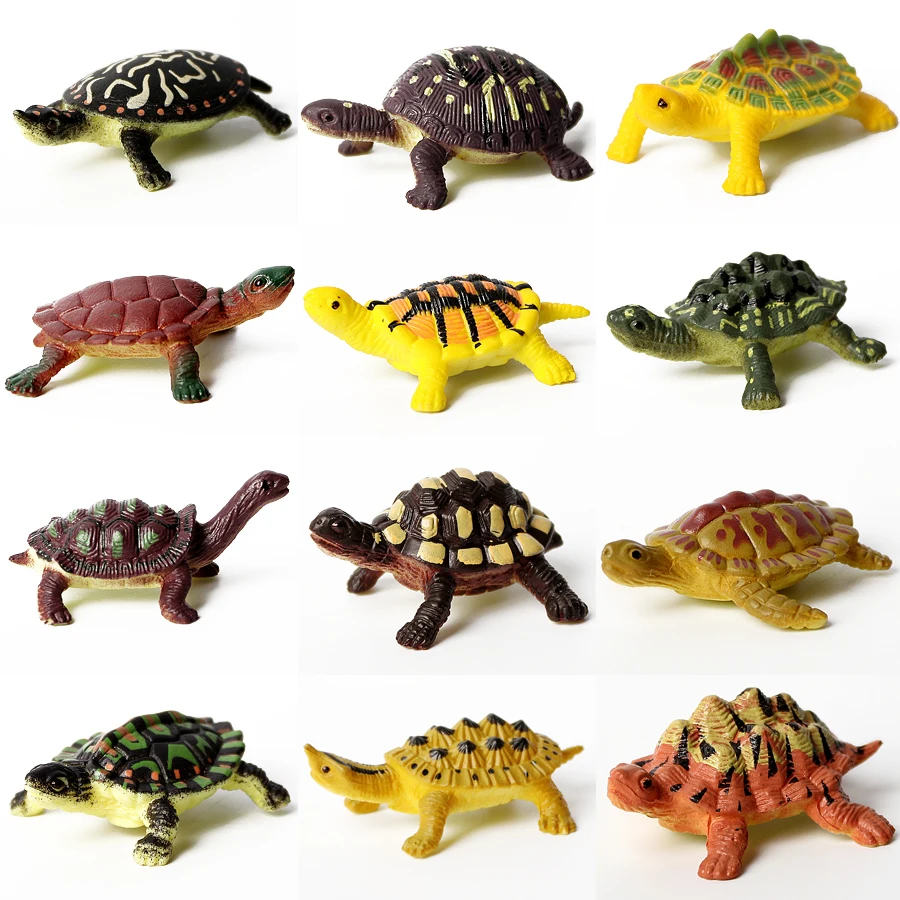 12pcs/lot Realistic Sea Turtles Tortoise Pvc Plastic Mini Animals Model ...