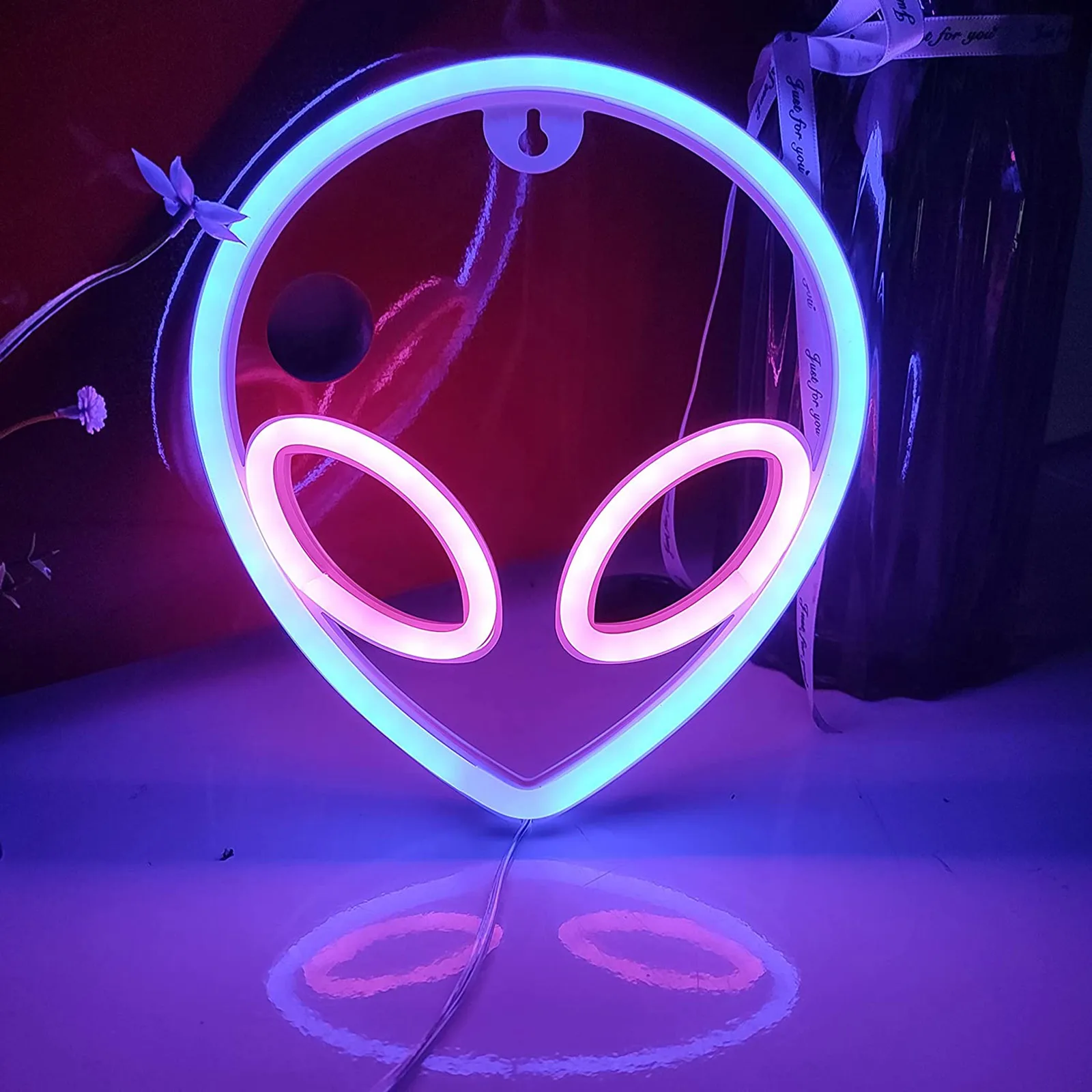 Led Alien Neon Light Sign Wall Hanging Usb Battery Operated Night Lamp ...