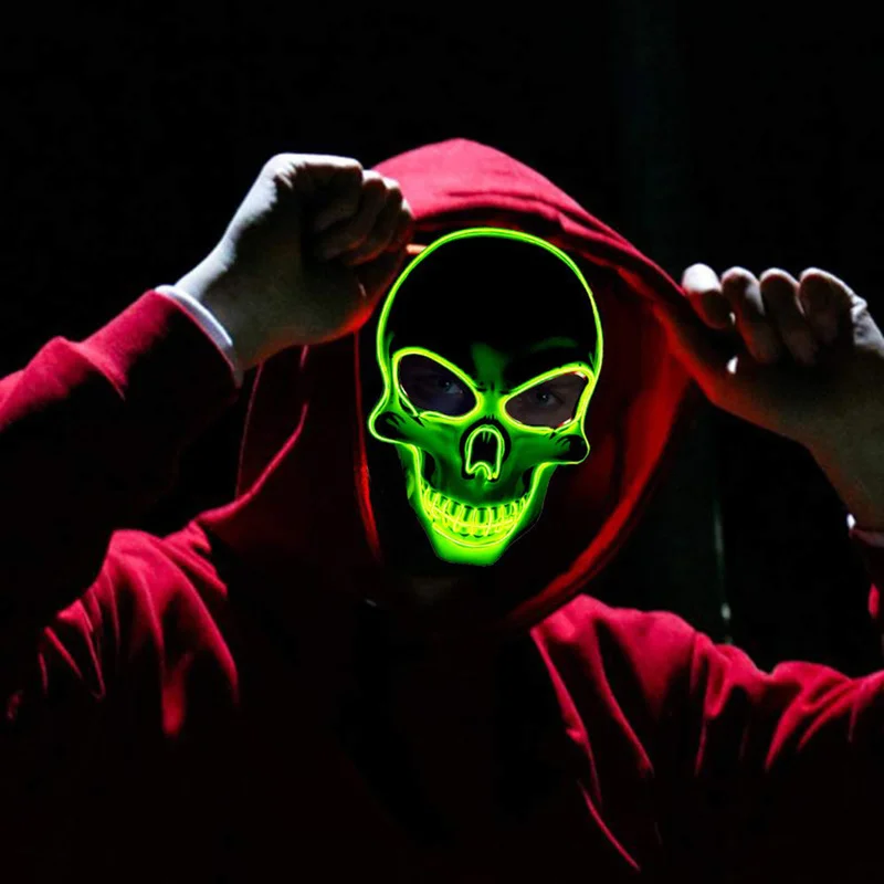 Horror Grimace Villain Joke Masquerade Mask Halloween LED Glow Skull ...