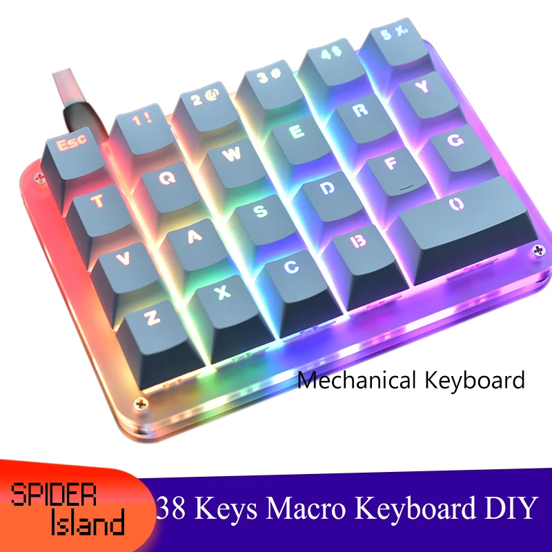23 Keys Macro Keyboard DIY Custom Programmable RGB Backlight Mechanical ...