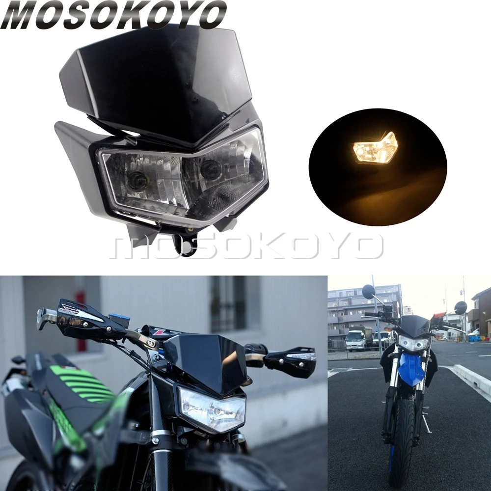 Supermoto-Dirt-Bike-Headlight-Twin-Front-Lamp-for-Kawasaki-D-Tracker-X ...