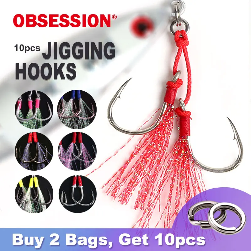 OBSESSION-10pcs1-0-9-0-Sea-bream-Assist-Barbed-Hook-Carbon-Steel-Slow ...