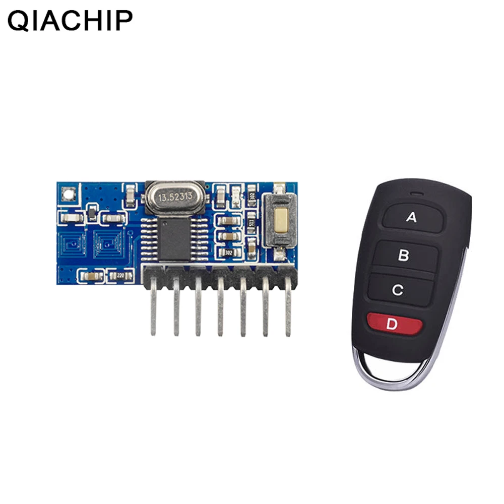 QIACHIP RF 433mhz Transmitter 4 Button Remote Control + Receiver Module ...