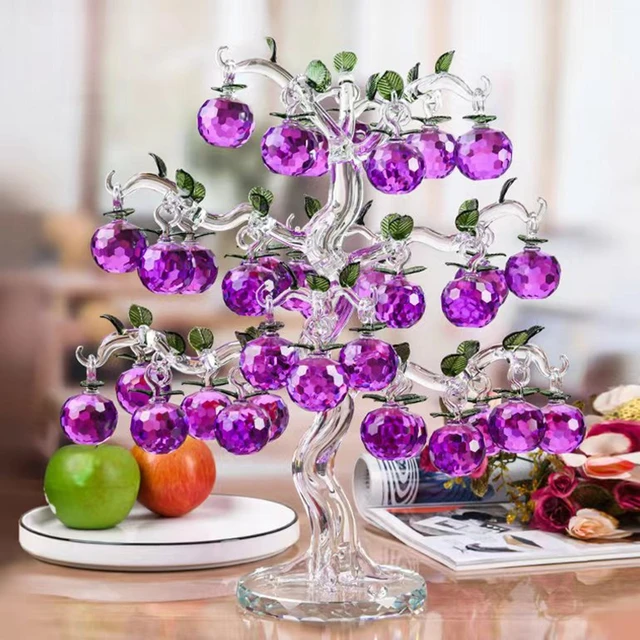 Beautiful Glass Crystal Apple Tree with 36 18 12 pcs Apples Fengshui ...