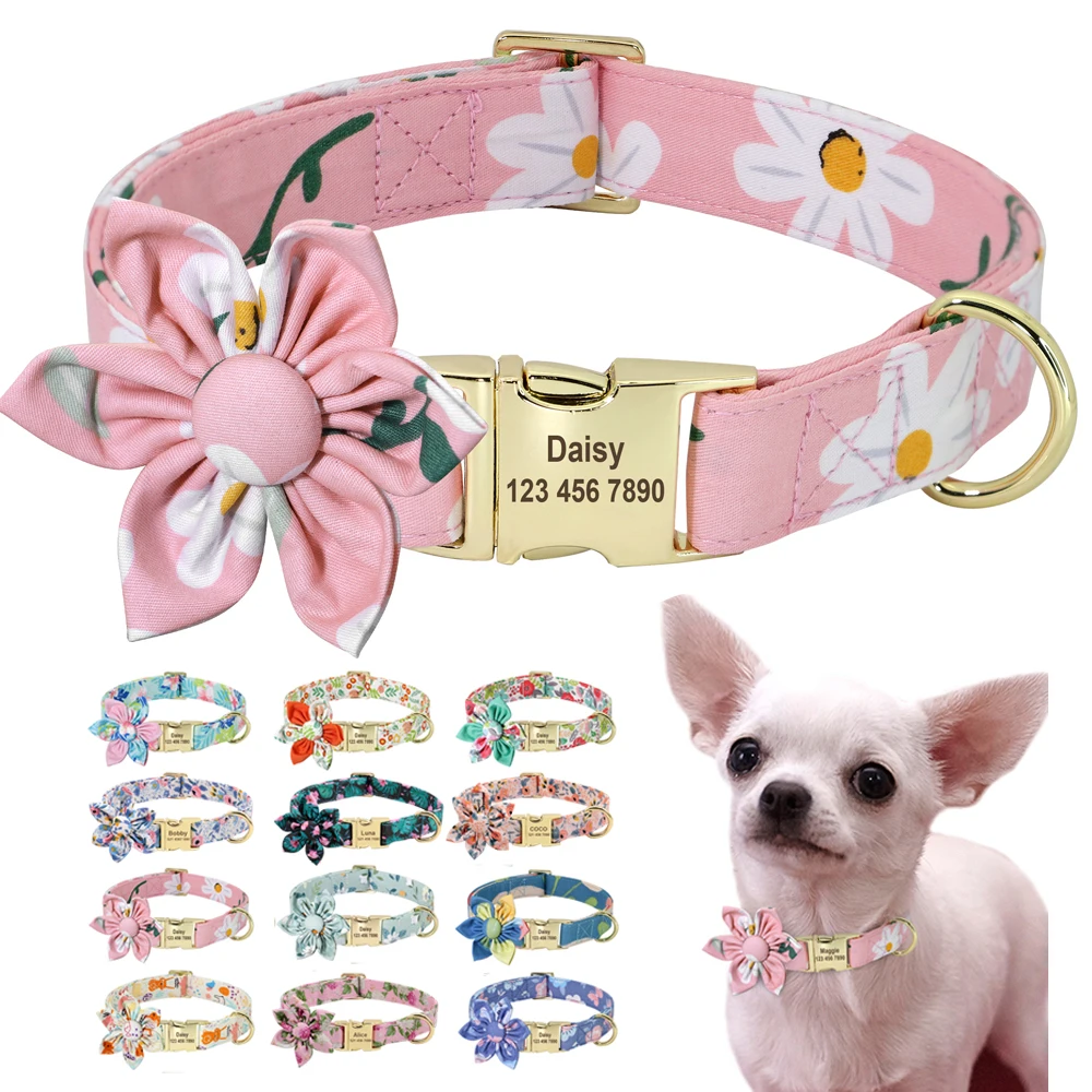 Floral-Persoalized-Dog-Collar-Fashion-Printed-Custom-Nylon-Dog-Collars ...