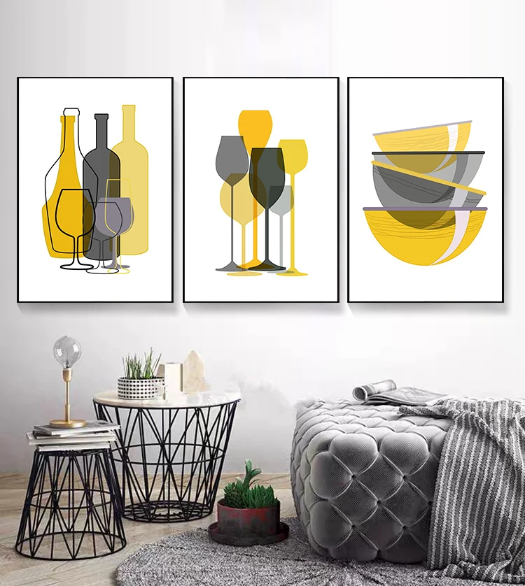 Abstract Glass Tableware Scandinavian Canvas Painting Nordic Wall Art ...