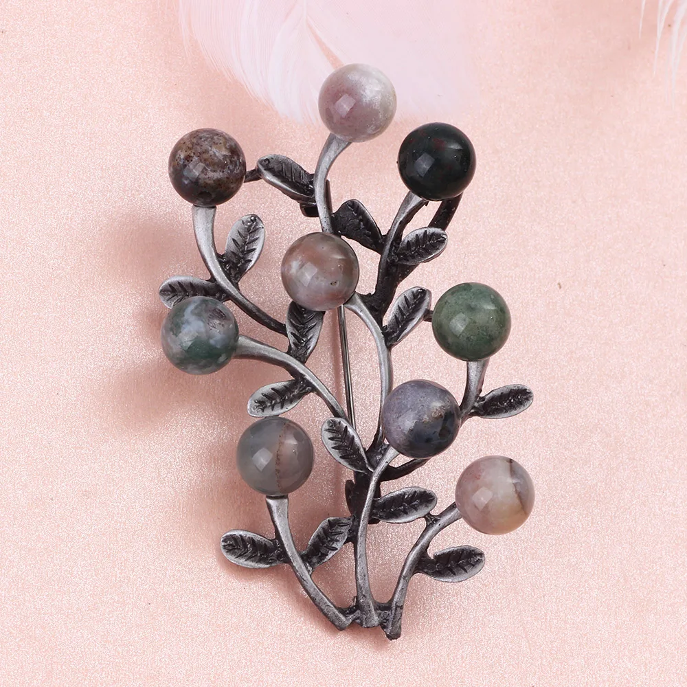 Natural Stone Brooch | Stone Brooches Pins - Jewelry Vintage Brooch ...