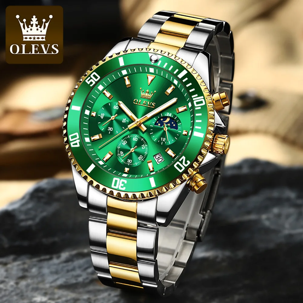 OLEVS Watch for Men Luxury Stainless Steel Men Quartz Wristwatches ...