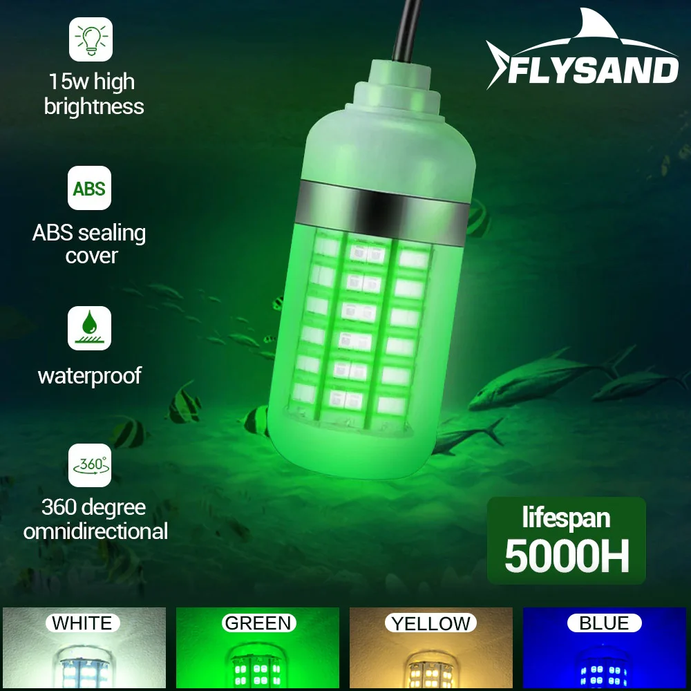 FLYSAND-Ultra-Bright-Underwater-Lamp-12V-15W-108-LEDs-Night-Fishing ...