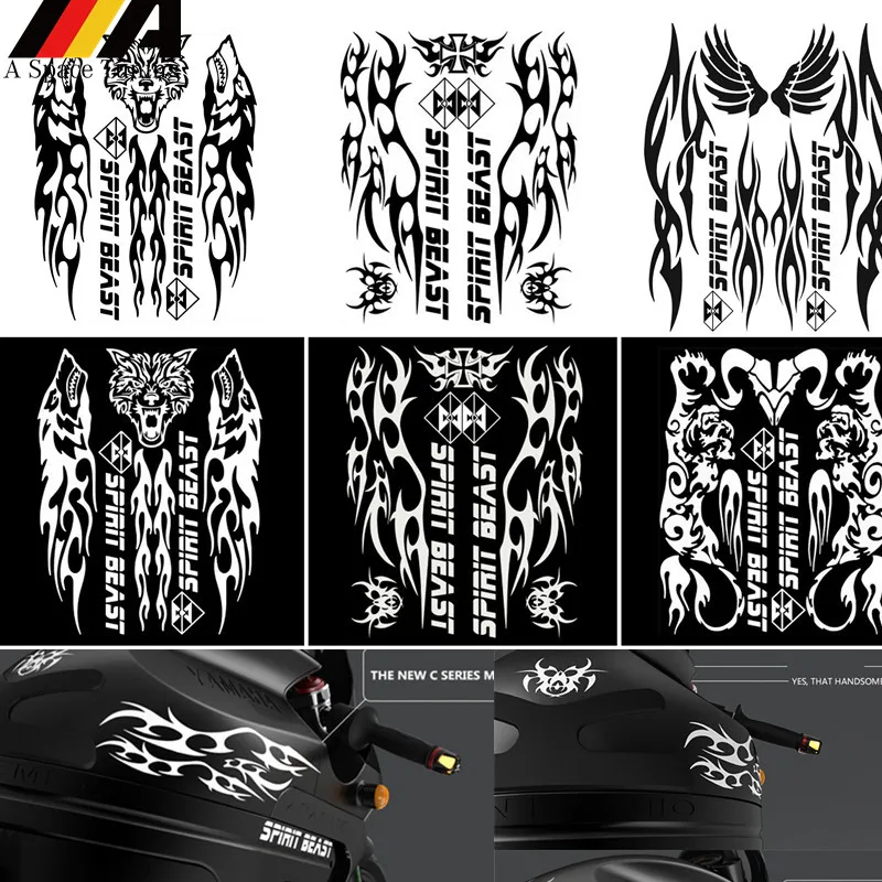 3D-Reflective-Motorcycle-Bike-Helmet-Wolf-Tiger-Lion-Decals-Graphic ...