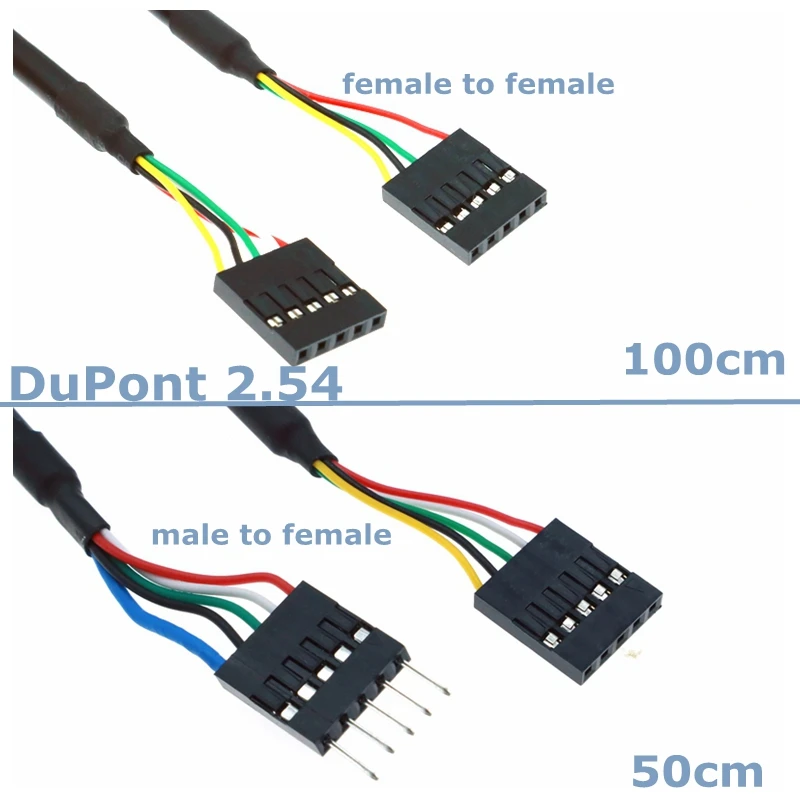 50cm Dupont 2.54 5-pin Male-to-female Computer Case Internal Usb Idc ...