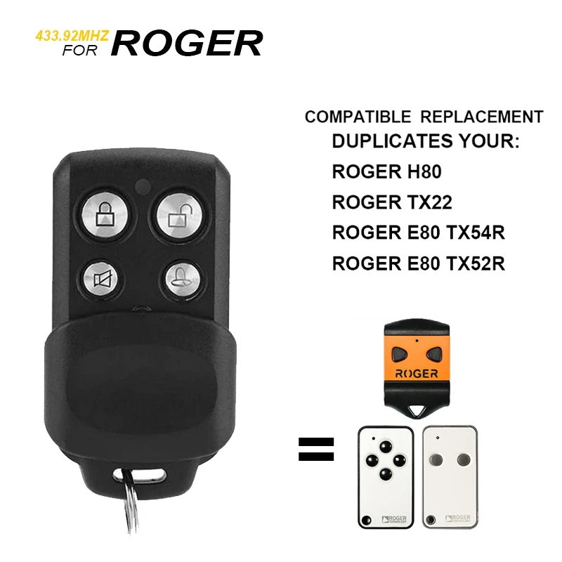 ROGER H80 TX22 E80 TX52R TX54R TX1 TX10 Garage Door Remote Control ...