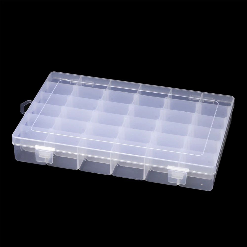 Plastic 36 Slots Jewelry Storage Box Case Adjustable Craft Organizer ...
