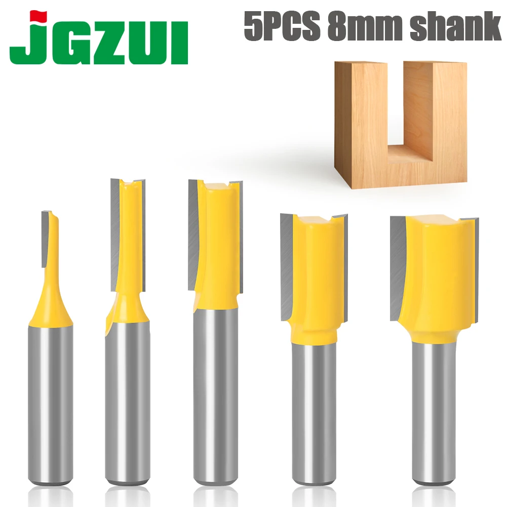 5PCS-8mm-Shank-Straight-Woodworking-Router-Bit-Set-Carpenter-Milling ...