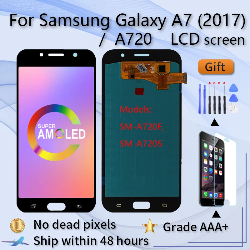 Pantalla LCD de repuesto Super OLED de 5,7 pulgadas para Samsung Galaxy A7, 2017, A720, A720F ...