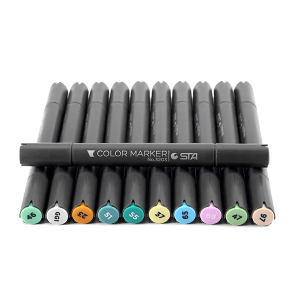 Sta 12 Colors Art Marker Dual Tips Alcohol Oil-based Marker Pen Set For ...