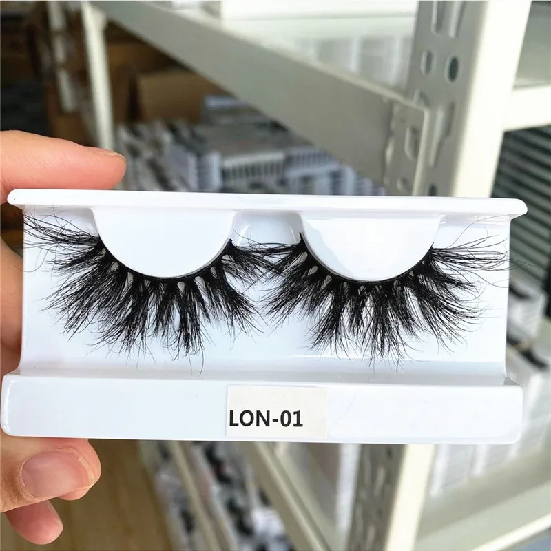 1 Pair 25 mm Mink Eyelashes Fluffy Lashes Dramatic Messy Long False ...
