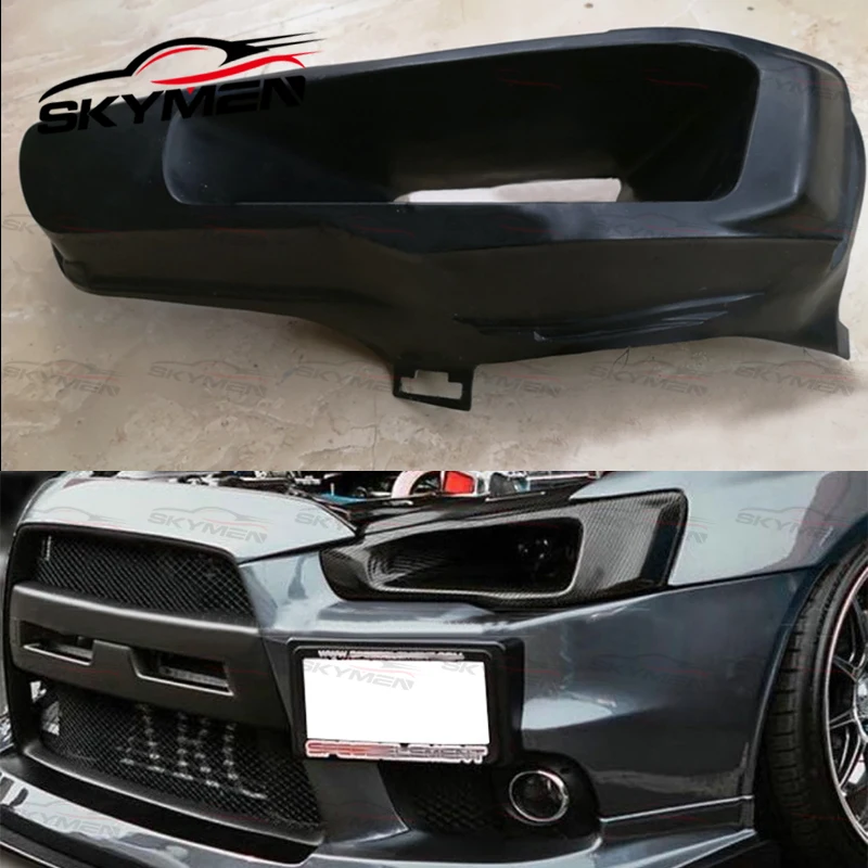Carbon Fiber Vented Headlight Block Out Panel For EVO 10 Fiberglass ...