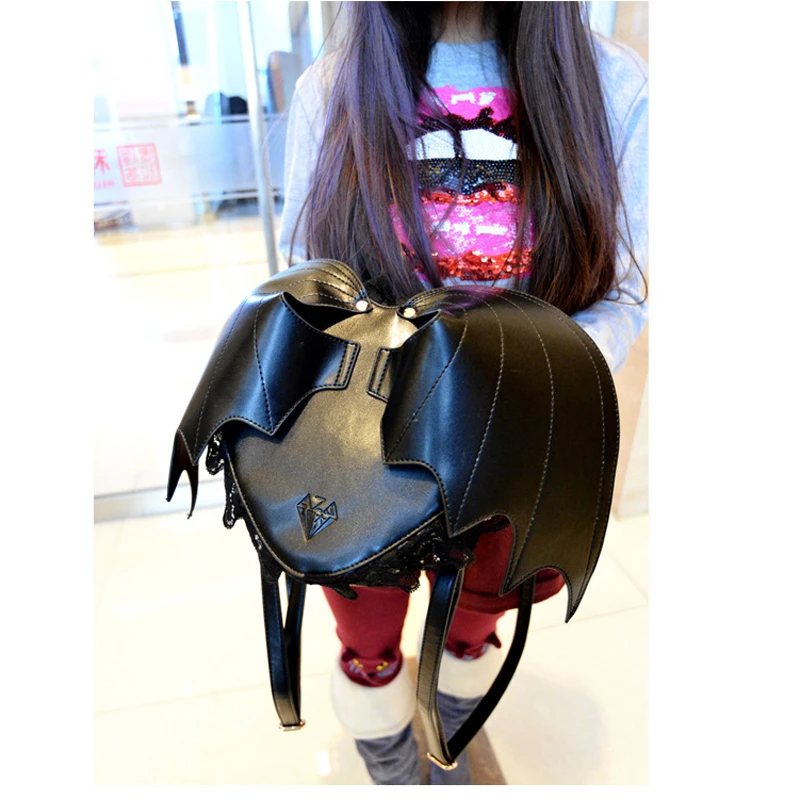 Wing Black Backpack | Backpack Bat Wings | Punk Backpacks | School Bag ...