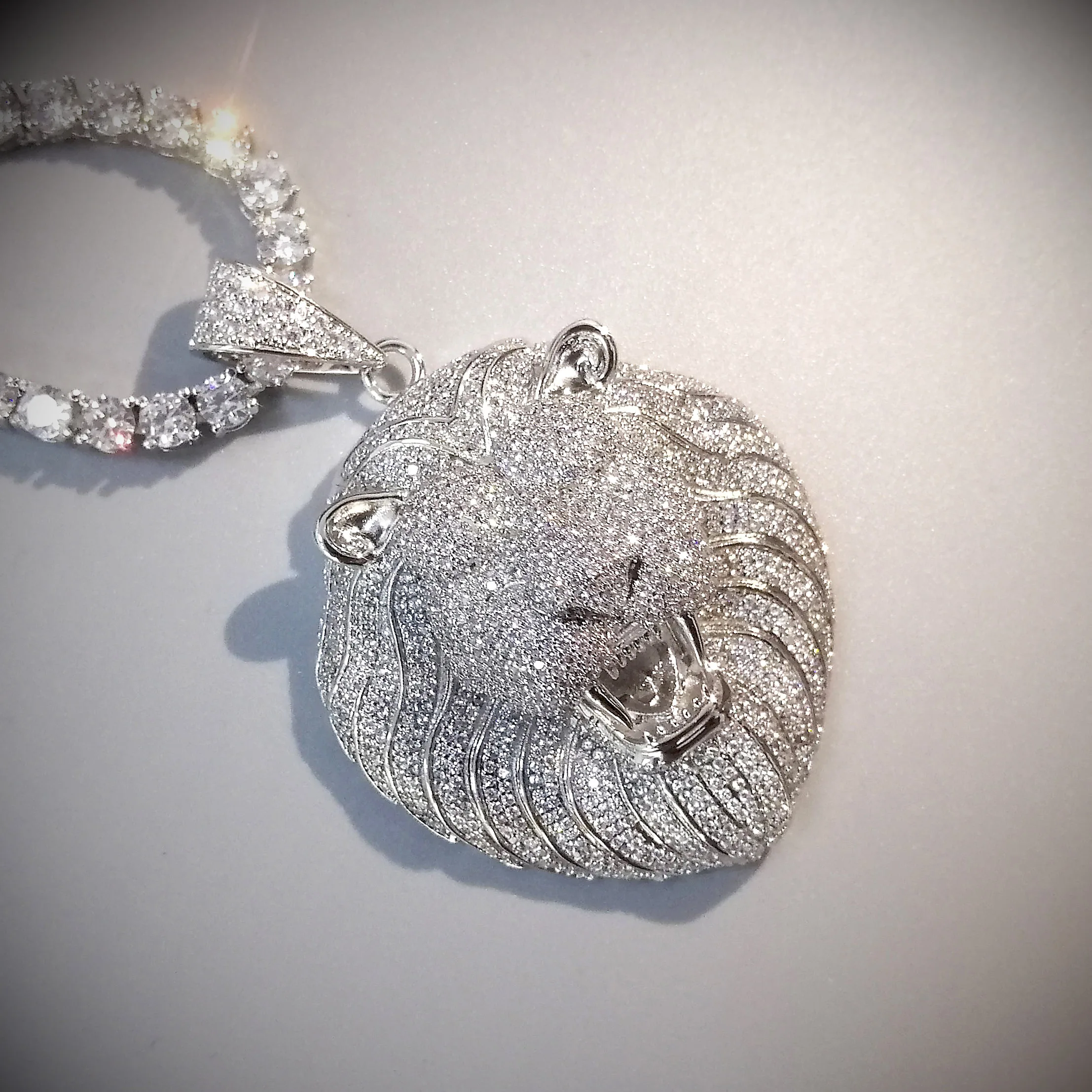 Bling-Iced-Out-Necklace-Micro-Pave-Cubic-Zircon-Lion-Head-Pendant-for ...