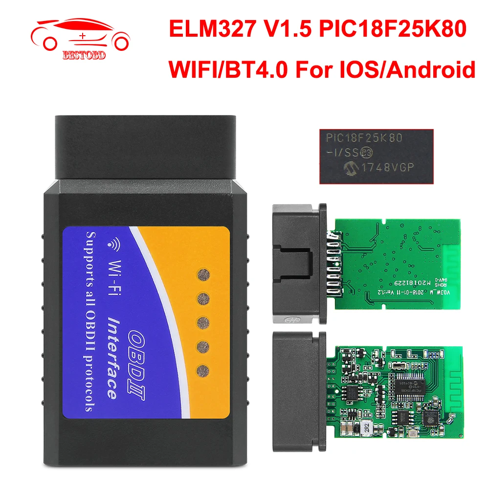 ELM327 V1.5 PIC18F25K80 WIFI para IOS/Android OBDII OBD2 BT4.0 ...