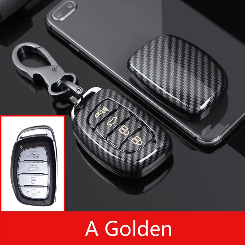 Glossy Carbon Fiber Abs Key Case Key Cover For Hyundai Tucson Creta ...