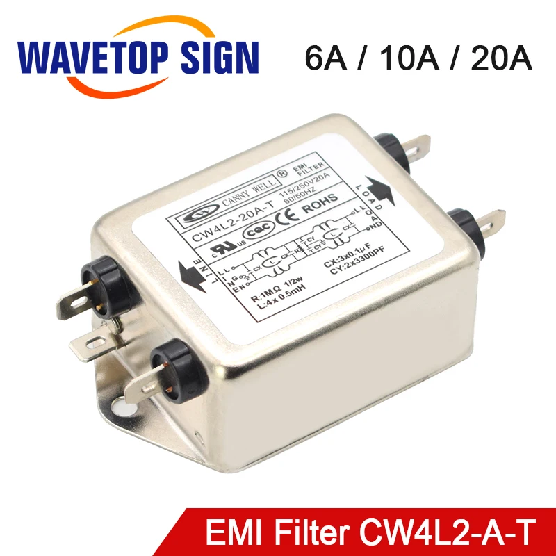 CANNY Power EMI Filter CW4E-10A 20A 30A 40A-S однополюсный соединитель фильтра, однофазный ...