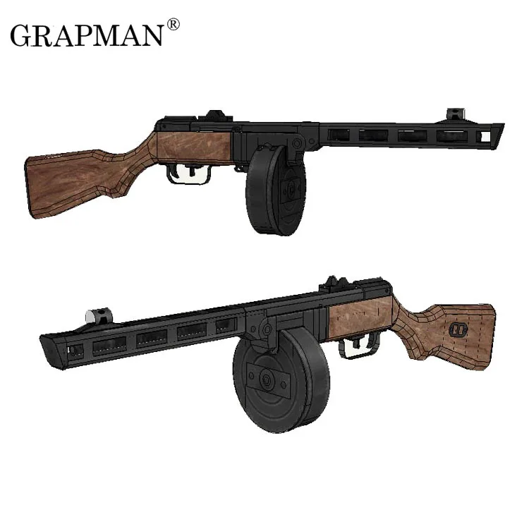 1-1-WWII-Soviet-PPSH41-Submachine-Gun-Papercraft-3D-Hand-Made-Drawing ...