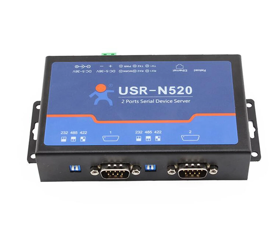 USR N520 직렬 장치 서버 2 포트 RS232/RS485/RS422 이더넷 변환기 Modbus RTU Modbus TCP ...