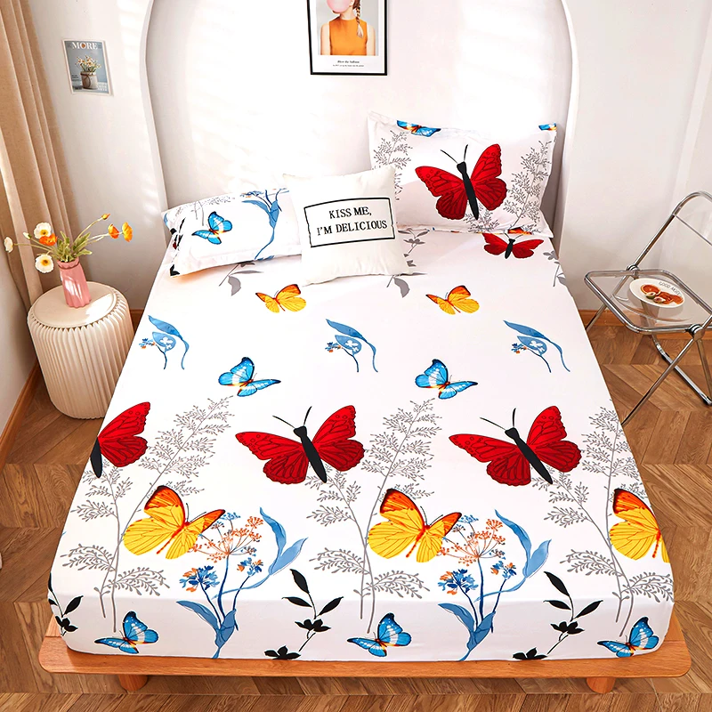 2021 New Product 1pc 100% polyester printing fitted sheet with four ...
