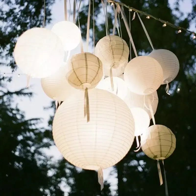 20pcs/Lot White Paper Lanterns Mixed Size (20cm,30cm,35cm,40cm) Chinese ...