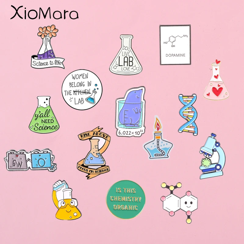 Chemistry Molecule Enamel Pin Custom Tube Microscope Beaker Laboratory ...