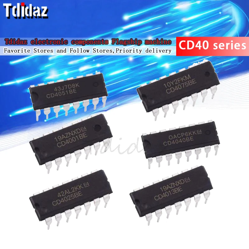 10pcs Cd4071 Cd4075 Cd4081 Cd4093 Cd40106 Cd40192 Cd4025 Cd4035 Cd4027 ...
