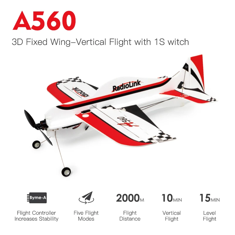 Radiolink A560 3D Fixed Wing Airplane Multiple Flight Modes Long Range ...