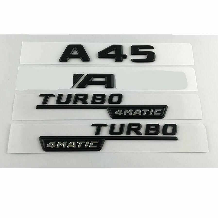 Black For A45 Amg Turbo 4matic Trunk Fender Emblems Badges For Mercedes ...