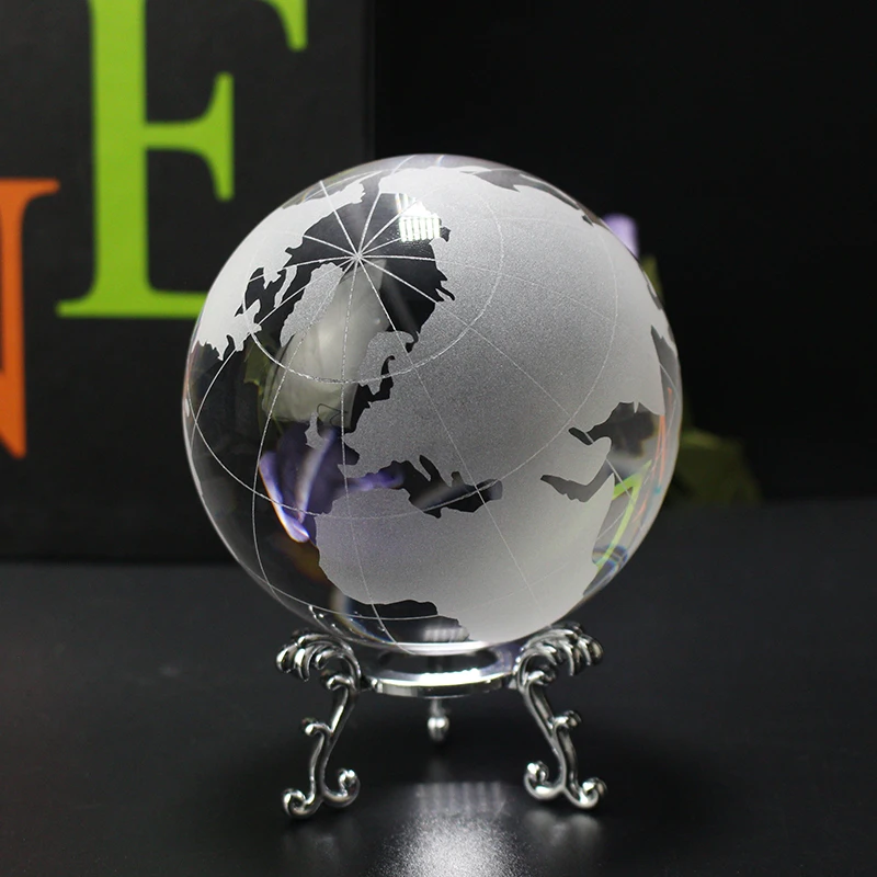Classical Crystal World Map Ball Feng Shui Decorative Globe Office Home ...