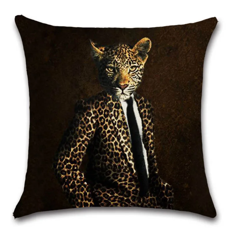 Animal Mr. Cheetah Print Linen Cushion Cover Decorative Home Decor Sofa ...