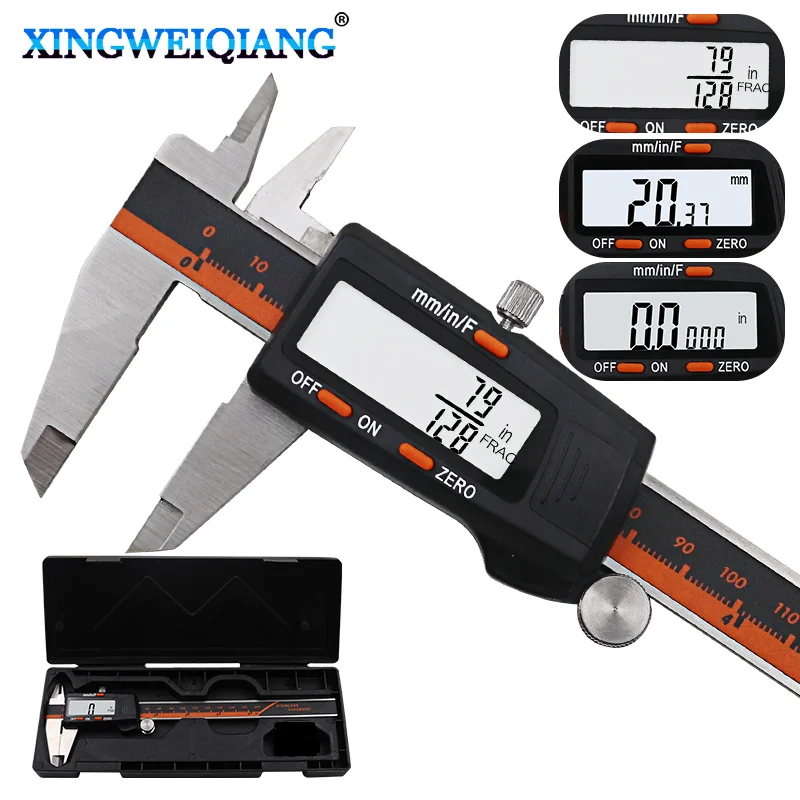 Stainless Steel Digital Display Caliper 150mm Fraction Mm Inch High ...