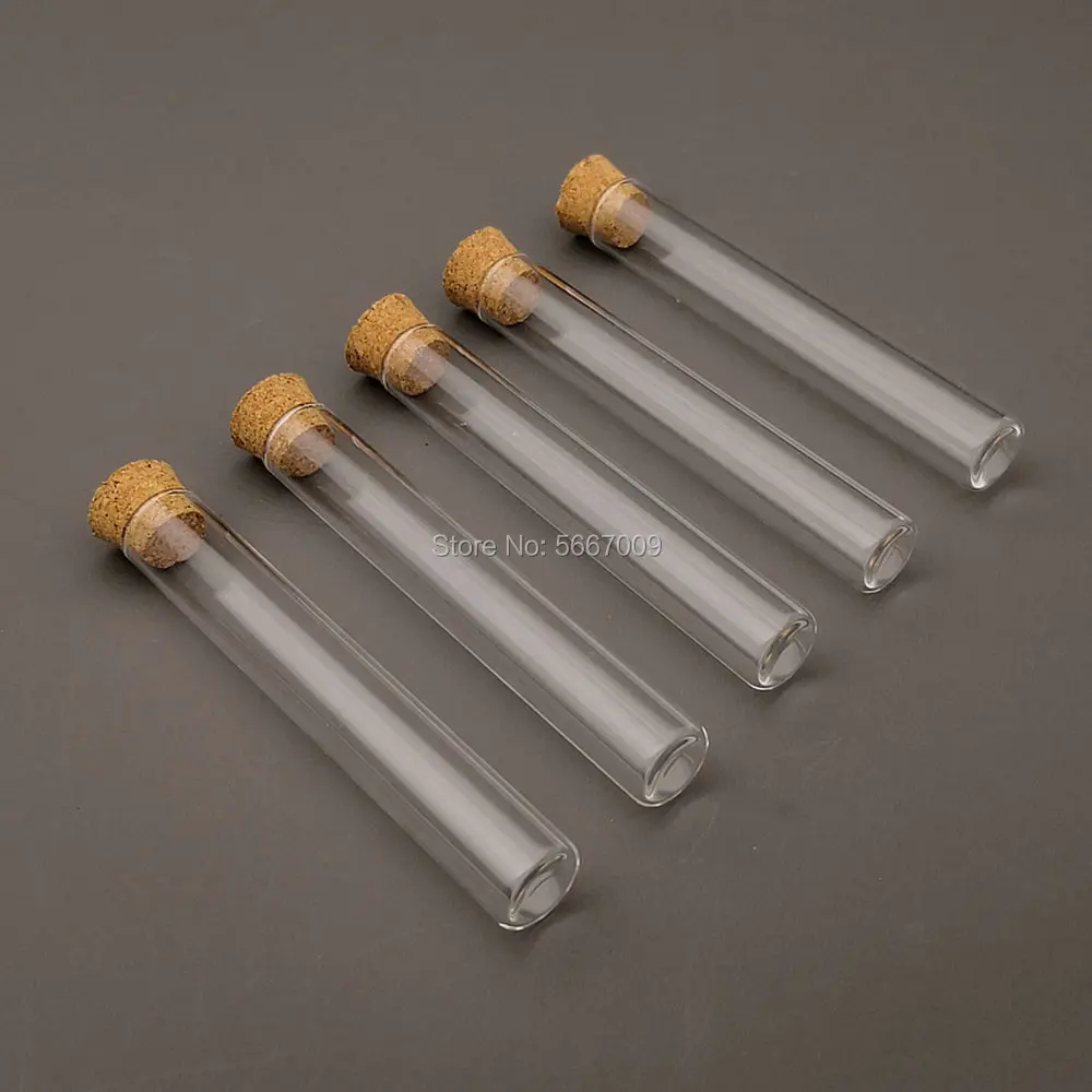 50pcs/lot Lab 12x100mm Flat bottom Glass Test Tube With Cork Stoppers ...
