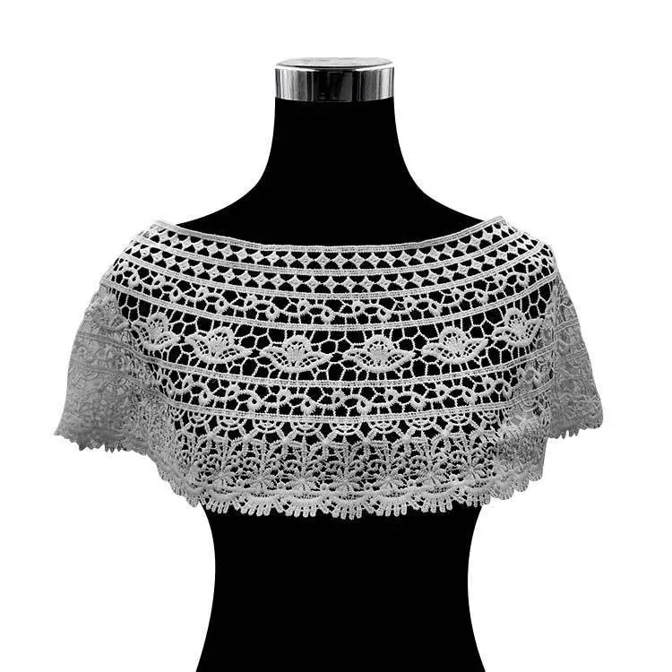 1 Pcs Floral Bordir Renda Selendang Bordiran Leher Renda Kerah Jahit ...