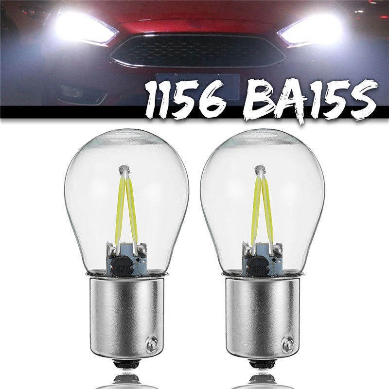 2pcs 12V LED Bulb 1156 BA15S P21W COB Filament Chip Car Brake Lights ...