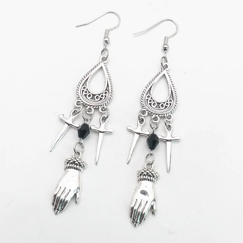 Victorian-Mini-Hand-Earrings-Black-Quartz-Witchy-Gothic-Earring-90s ...