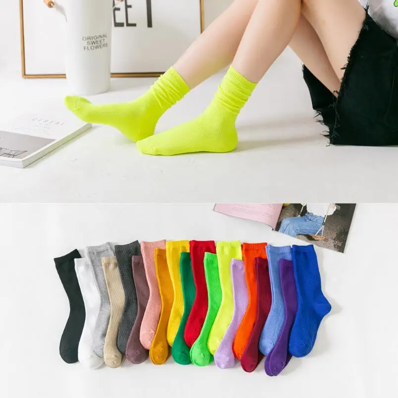 Girls Bright Sport Socks 19 Colors Neon Yellow Neon Green Orange ...